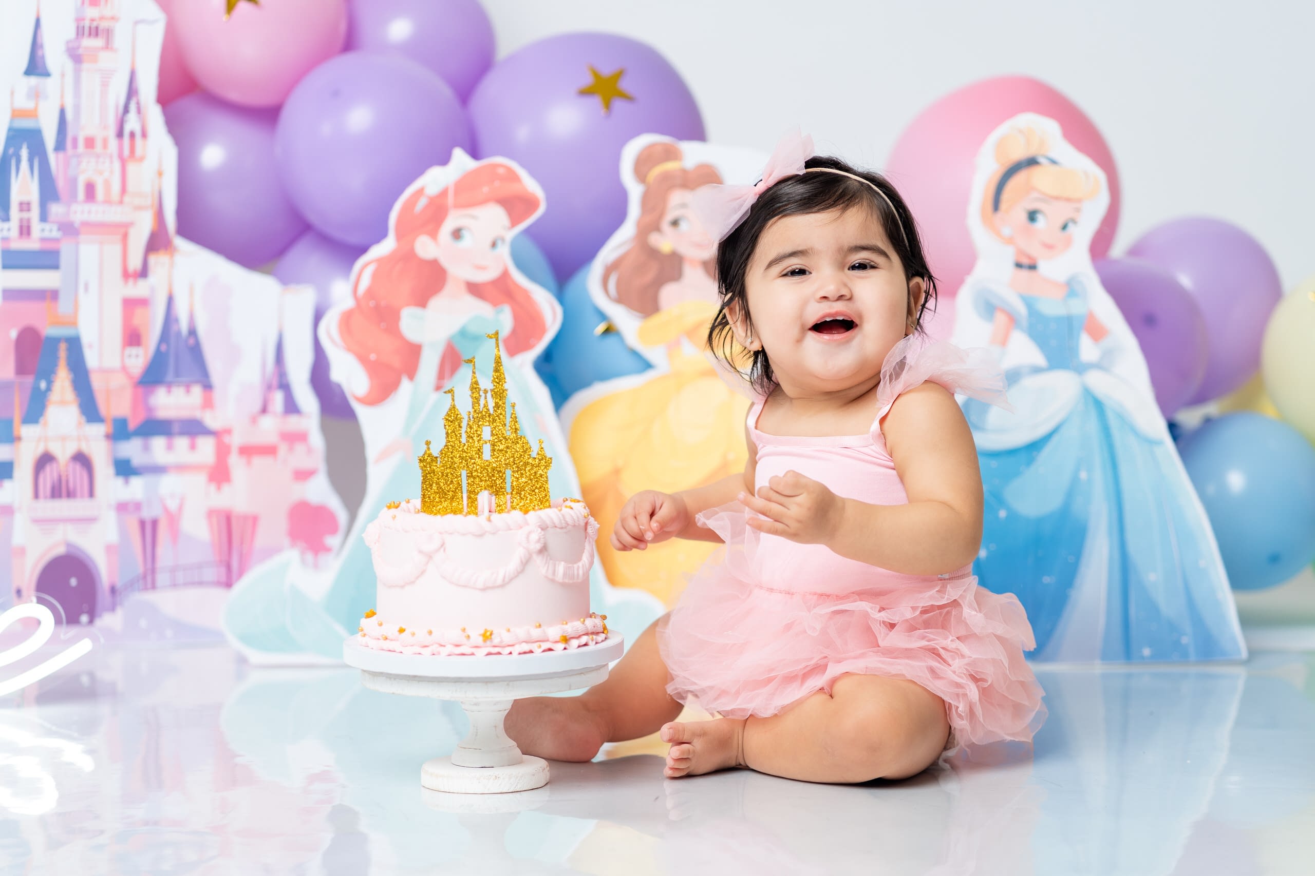 Princess Cake Smash First Birthday Session - Kristina Yazmin Photography